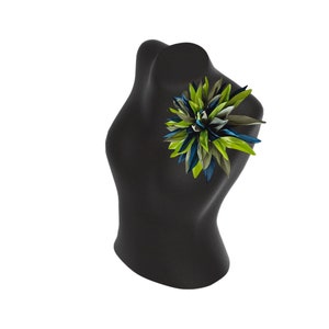 Big Green Flower Brooch Hair Clip, Handmade Floral Shoulder Pins, Big ...