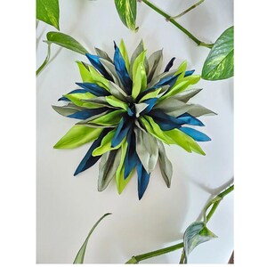 Big Green Flower Brooch Hair Clip, Handmade Floral Shoulder Pins, Big ...