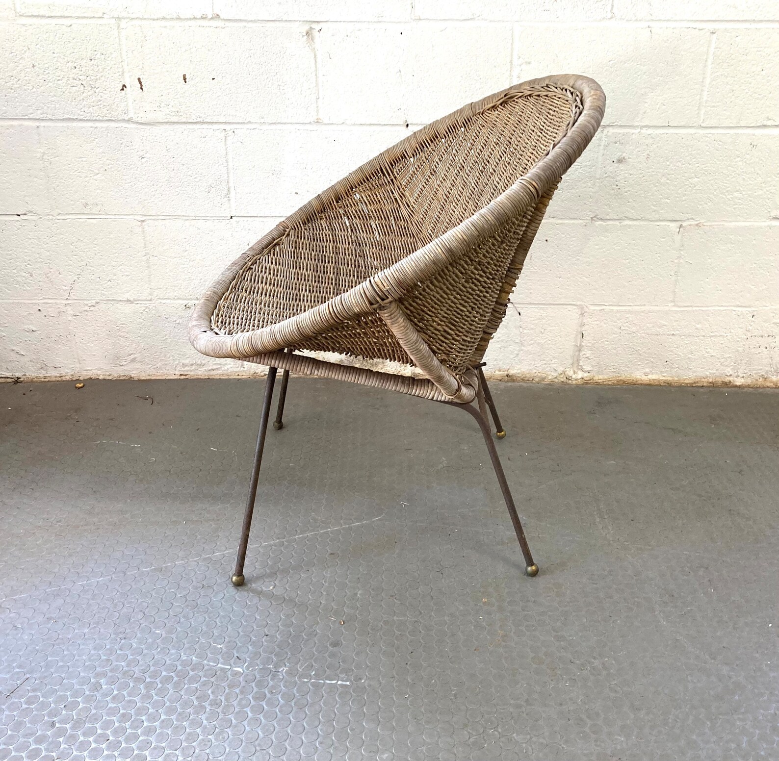 Vintage Mid Century Wicker Hoop Chair - Etsy