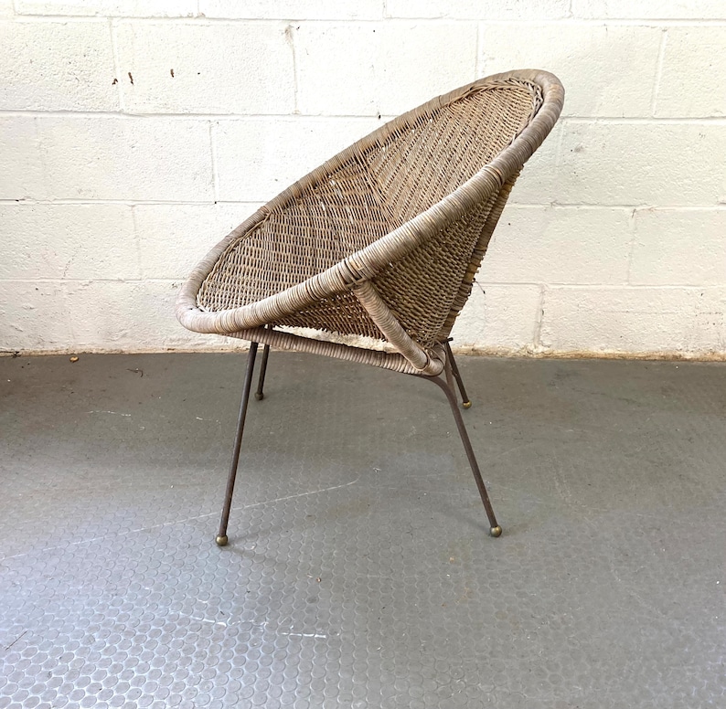 Vintage Mid Century Wicker Hoop Chair - Etsy