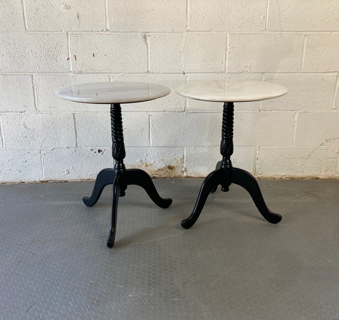 2 Vintage Mid Century Marble End Tables Night Stands - Etsy