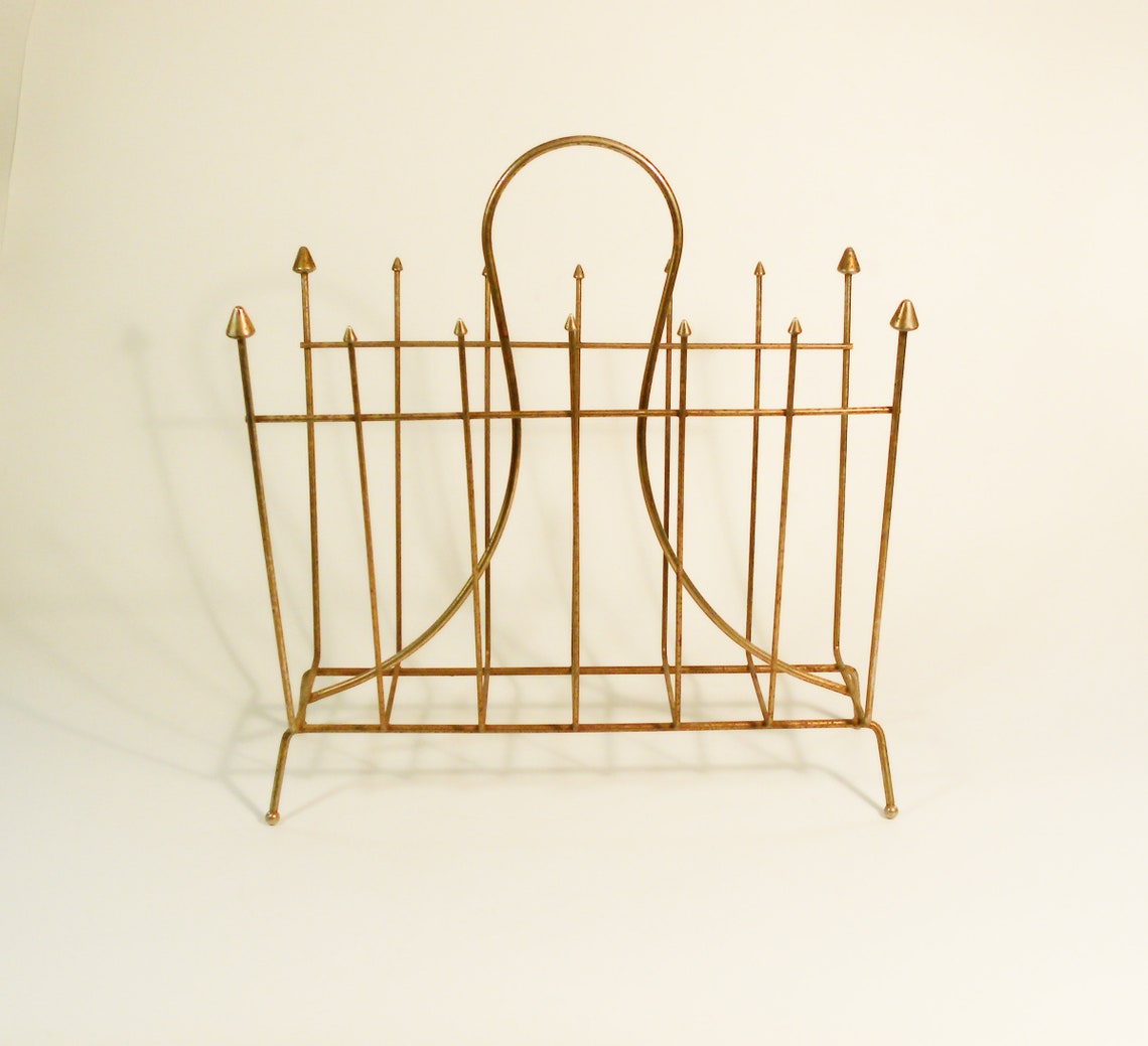 Mid Century Modern Gold Magazine Rack - Etsy