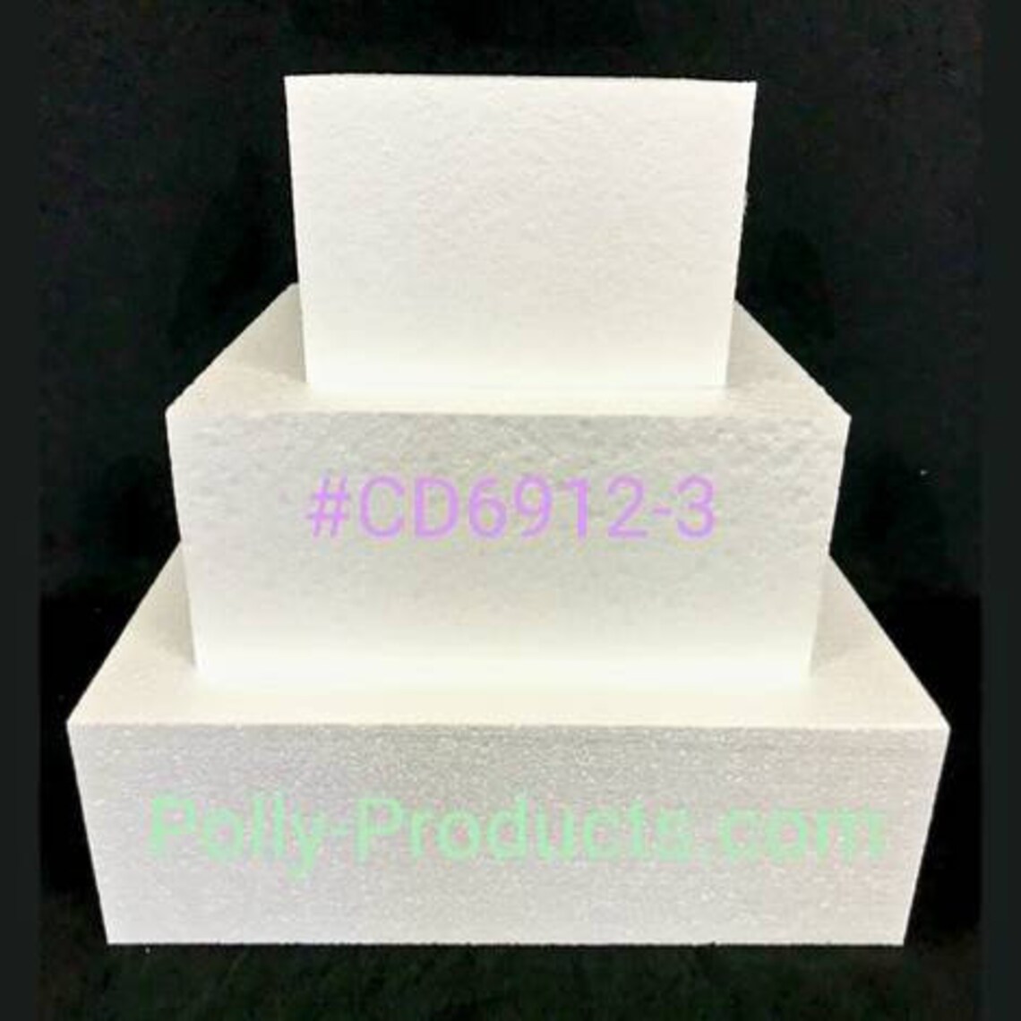 Three Tier Square Cake Dummy: 3" X 6", 9", 12" Foam Base - Etsy