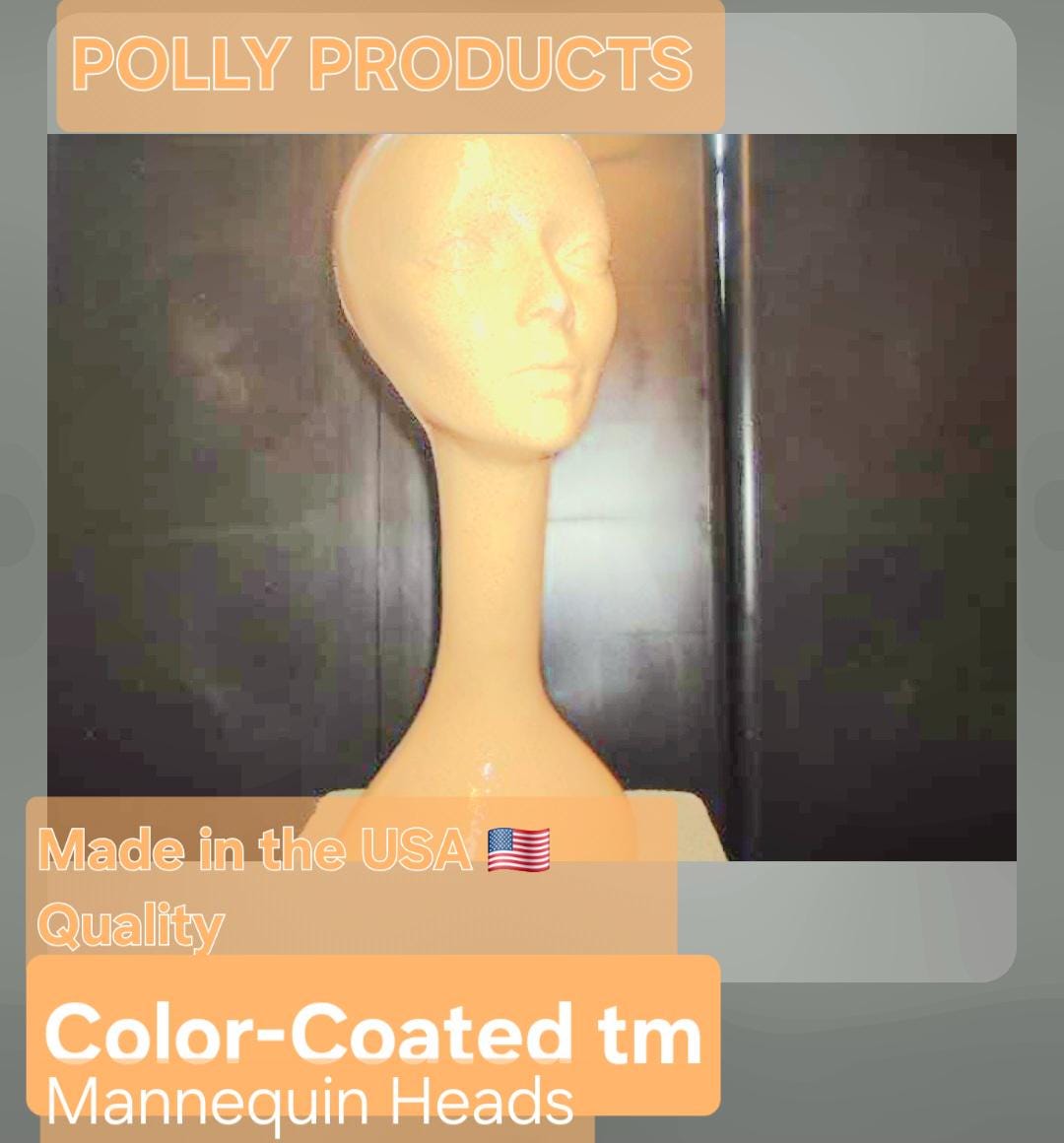 4 Tan Female Mannequin Heads, 19" Long Neck Displayml. Made in the USA ...