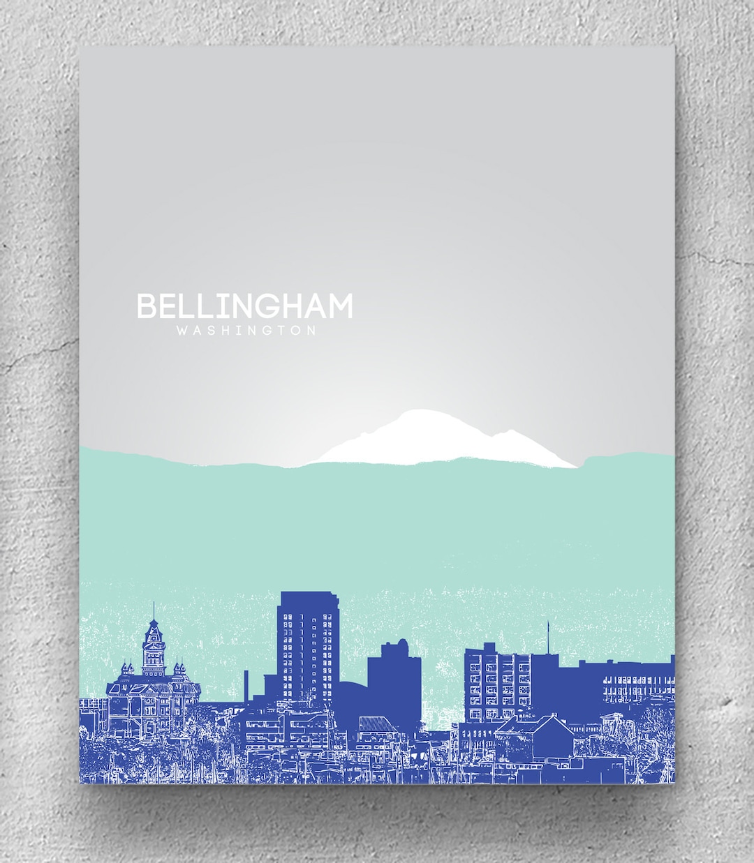 Bellingham Skyline Office Art Poster, Home Decor Art Print / Any City ...