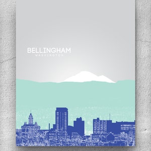 Bellingham Skyline Office Art Poster, Home Decor Art Print / Any City ...