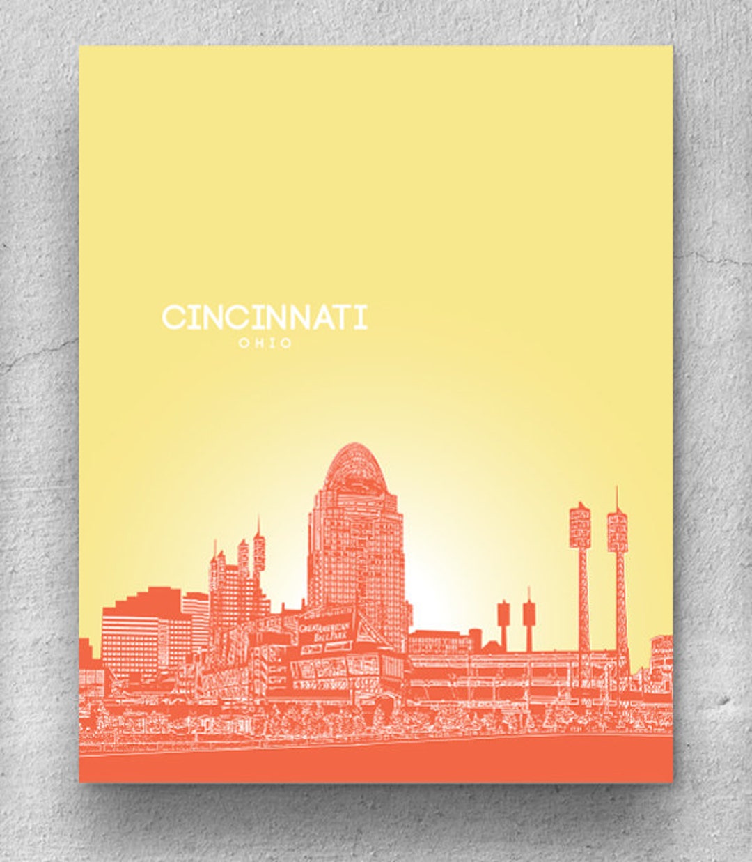 Cincinnati Ohio Skyline Poster / Poster Art for Home or Office / Any ...