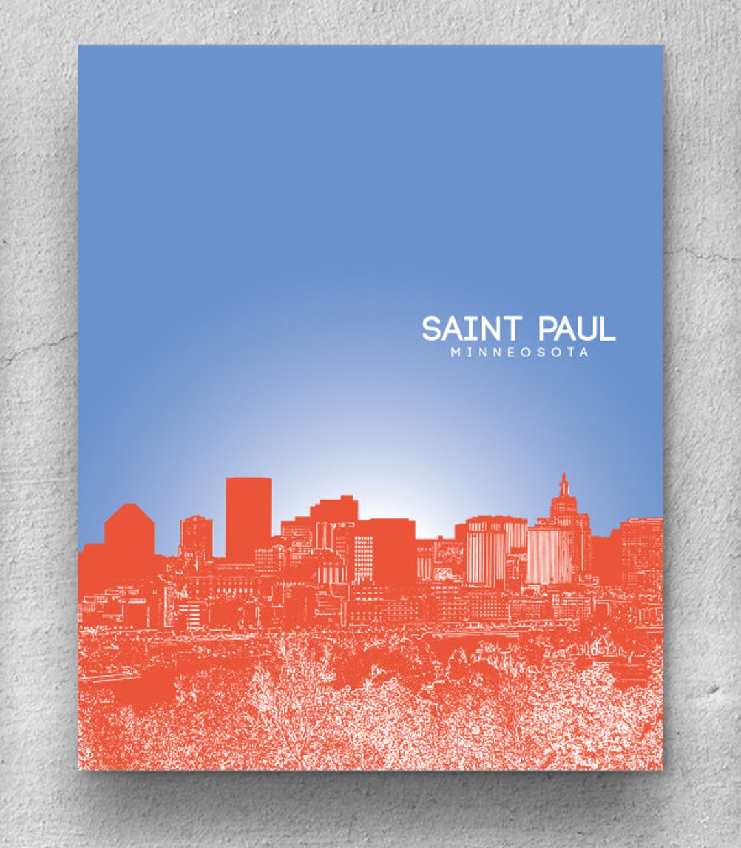 Saint Paul Minnesota Skyline Pop Art / Office Poster Home Decoration ...