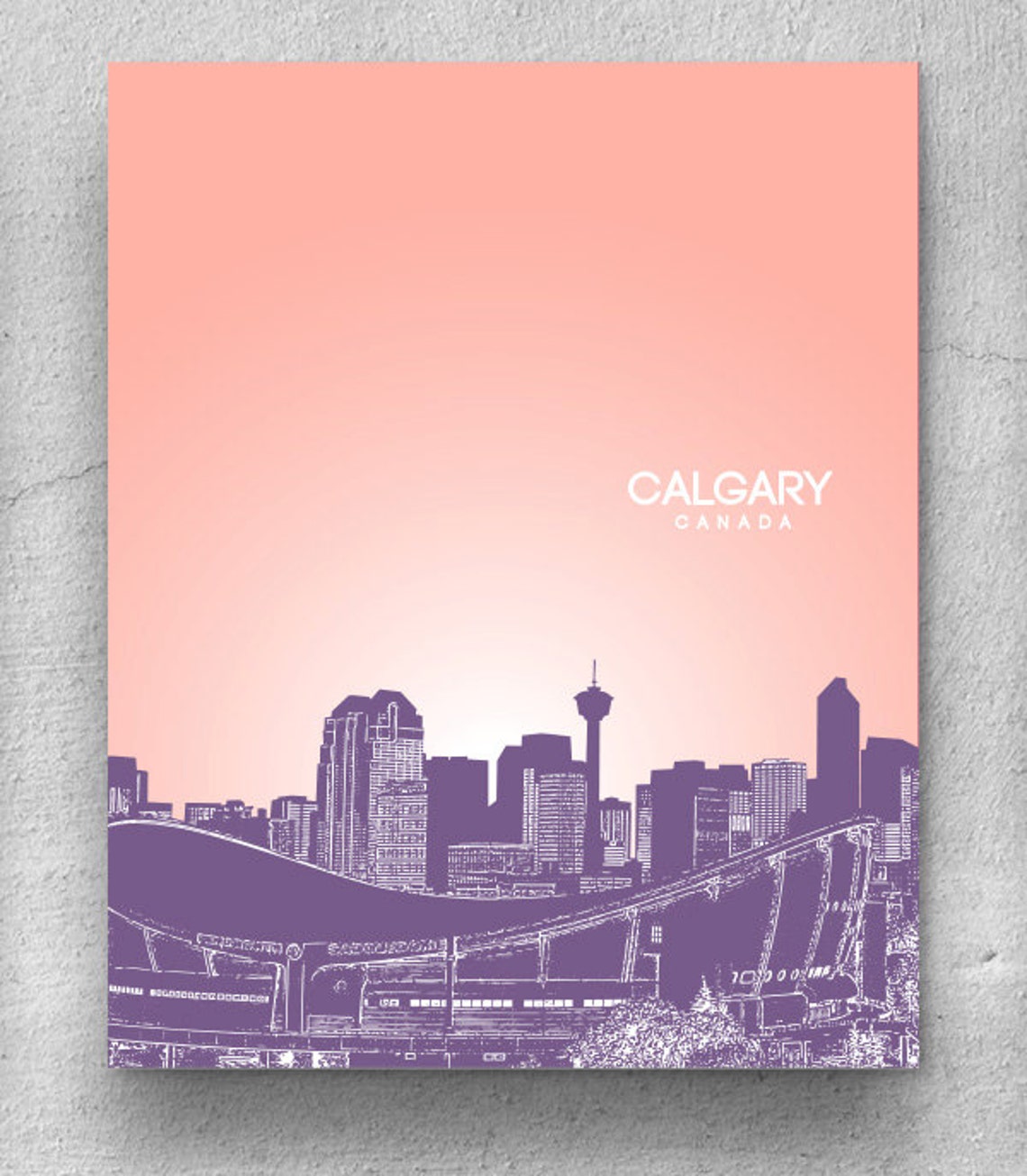 Calgary Canada City Skyline / Travel City Wall Art Poster / Office Art ...