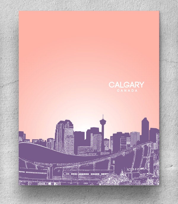 Calgary Canada City Skyline / Travel City Wall Art Poster / Office Art ...