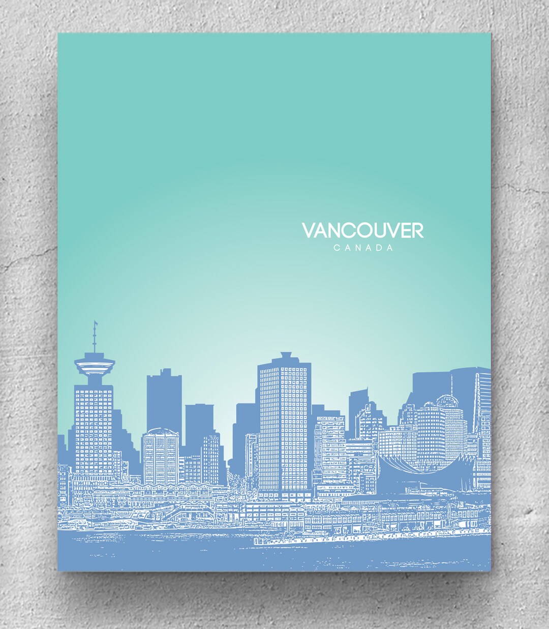 Vancouver Canada Skyline Poster / Office Home Nursery Art Print / Any ...
