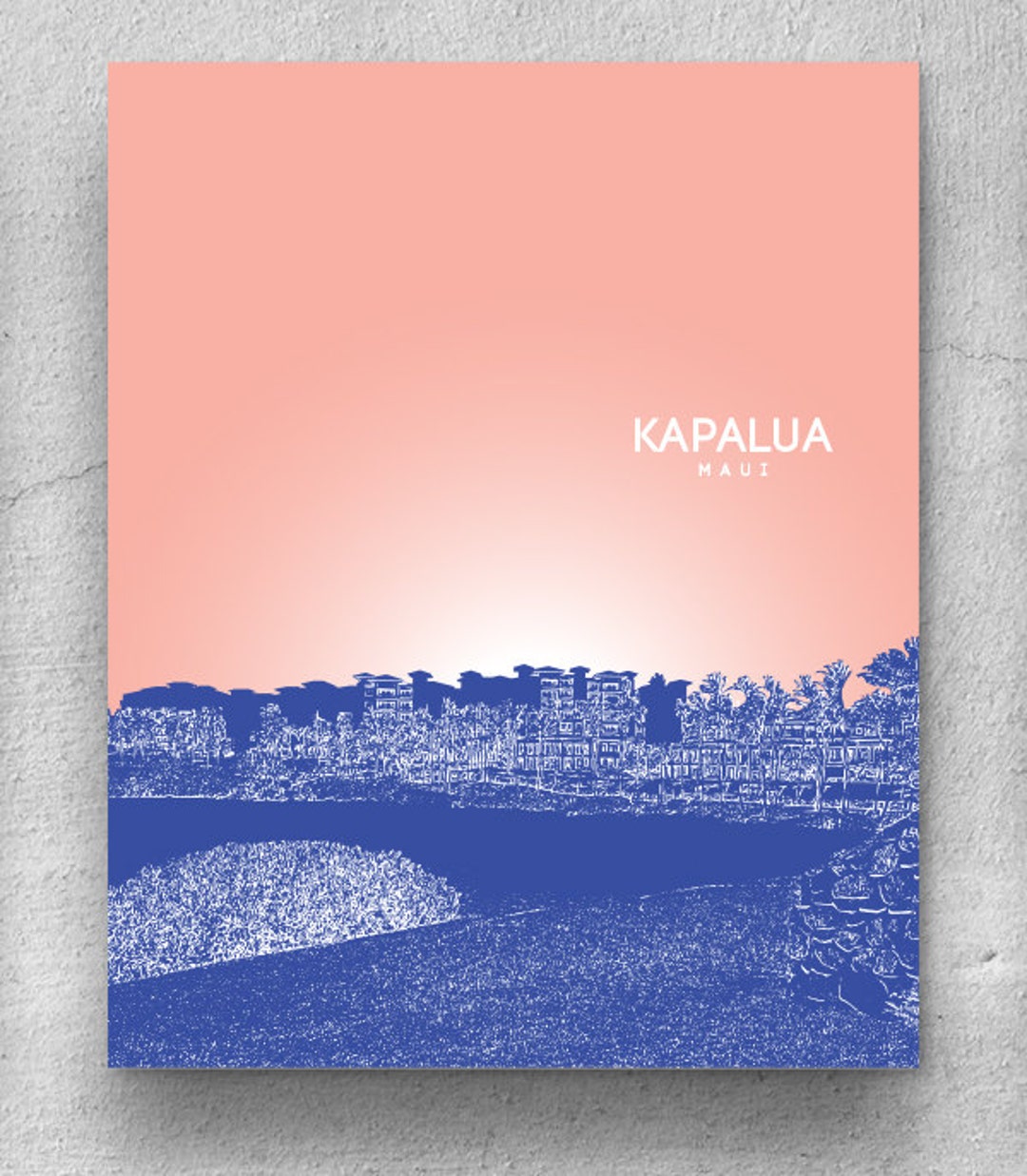 Kapalua Maui Hawaii Skyline Poster / Home, Office or Nursery Wall Art ...