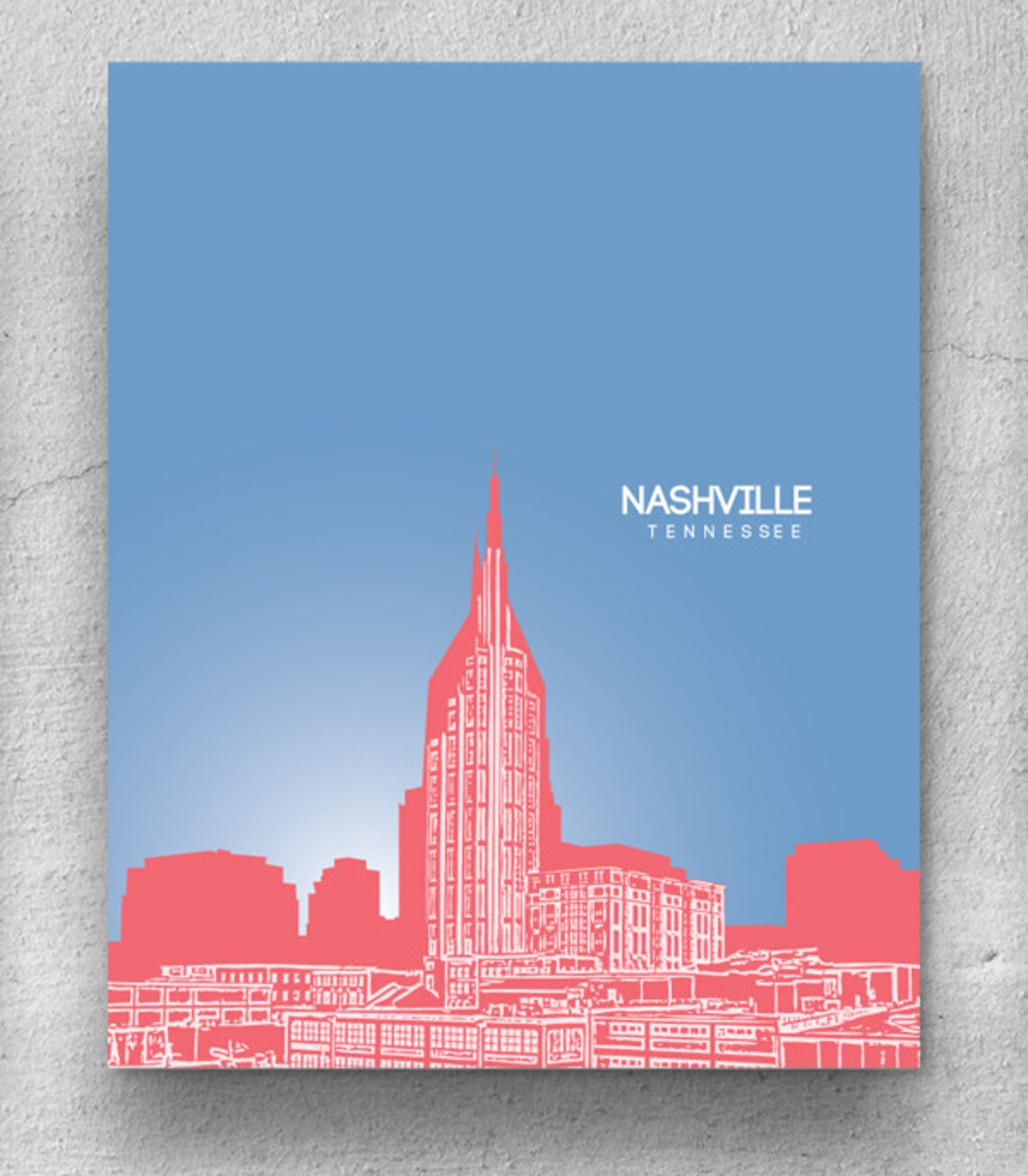 Home Decor Skyline Poster / Nashville TN Skyline Poster / Any City or ...