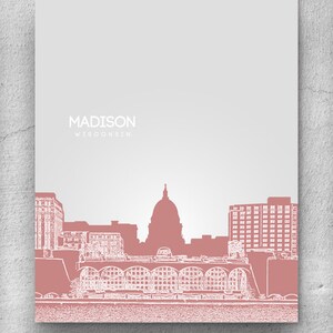 Madison Wisconsin Skyline Poster / Home, Office or Nursery Wall Art ...