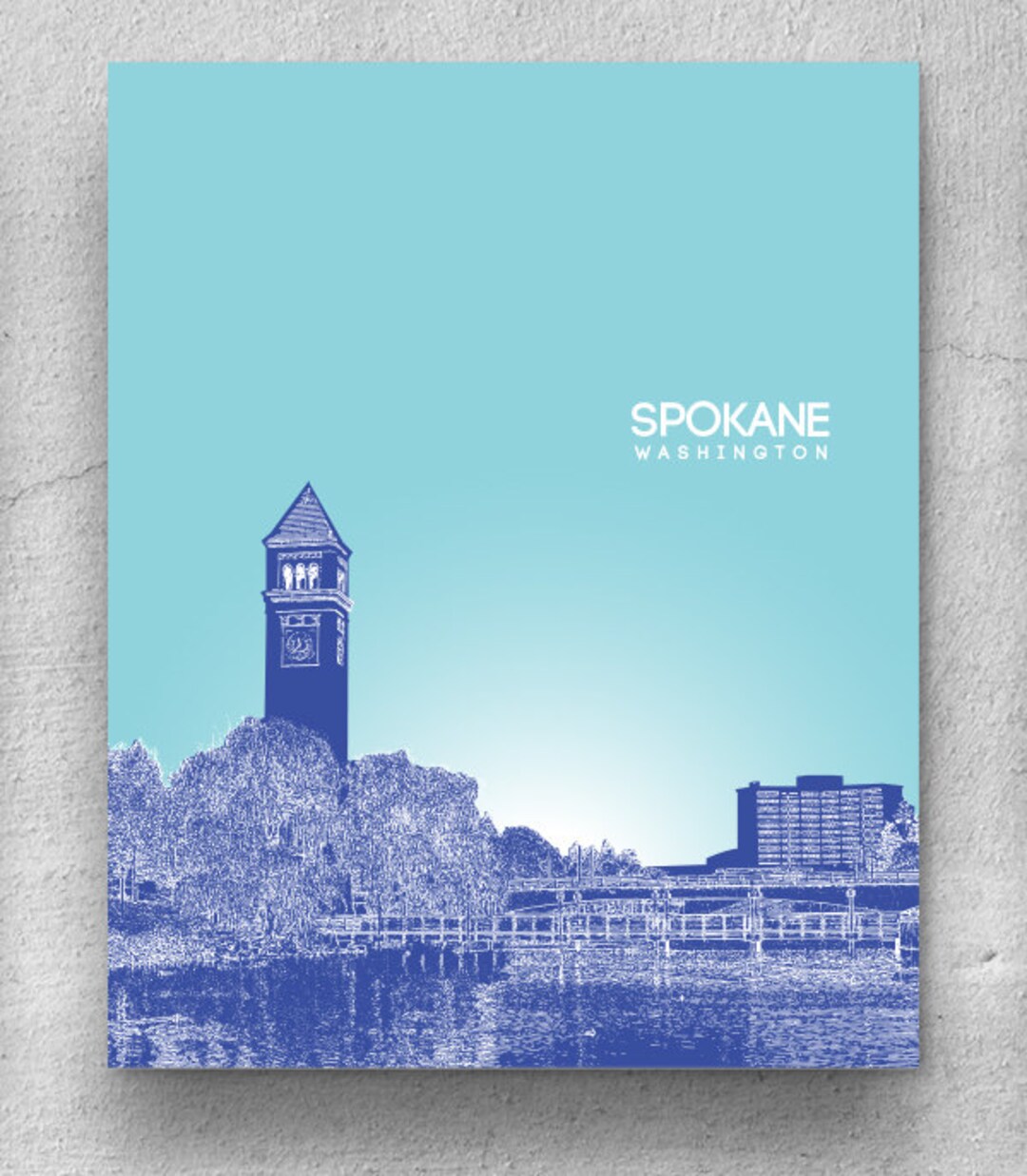 Spokane Washington Skyline Poster / Home, Office or Nursery Wall Art ...