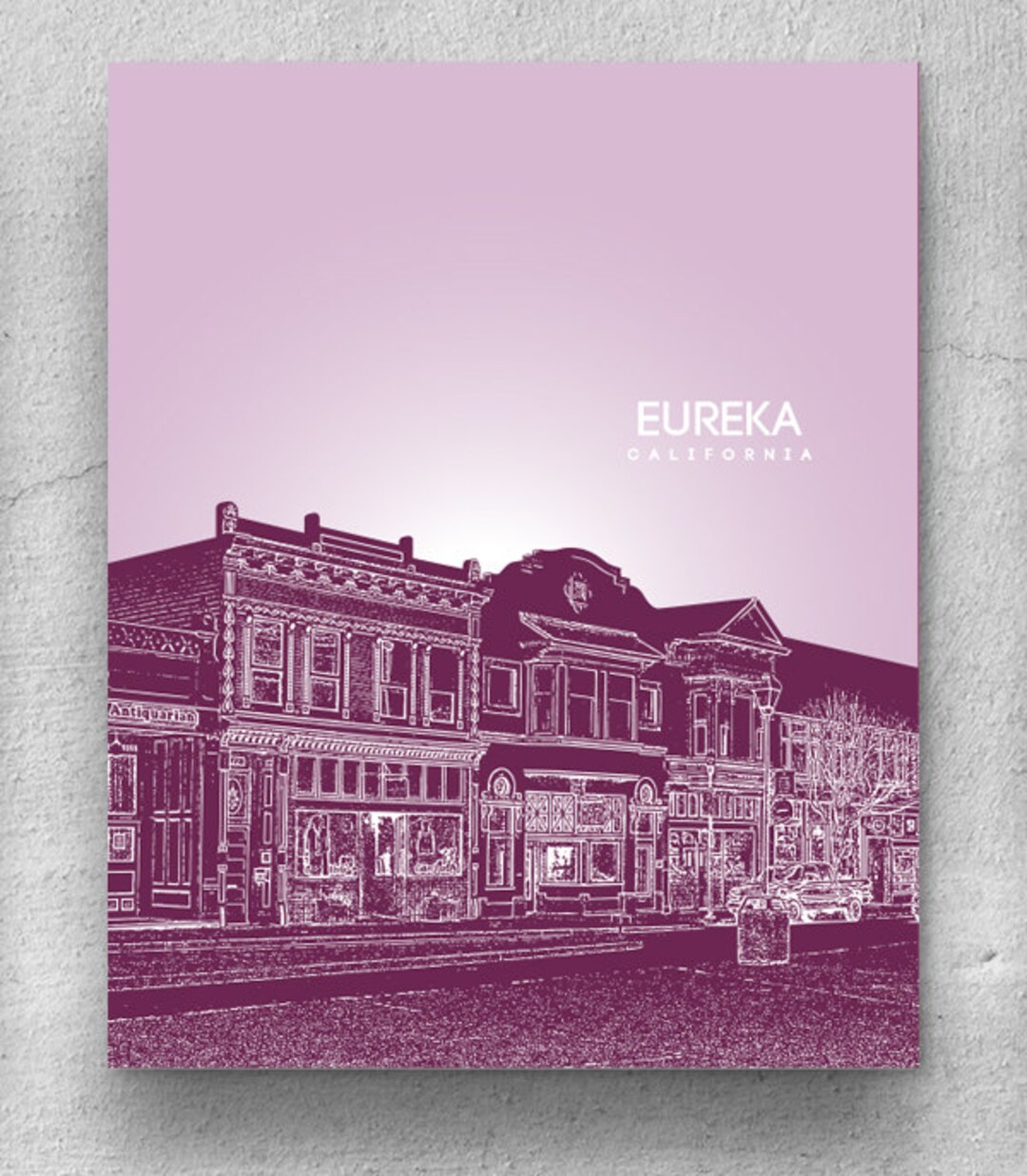 Eureka California Skyline Poster / Anniversary Wall Art Poster / Modern ...