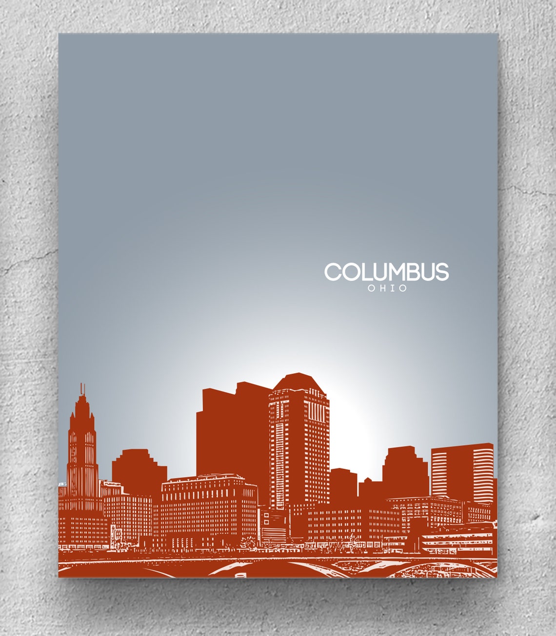 Columbus Ohio Skyline Art Poster / Poster Art for Home or Office / Any ...