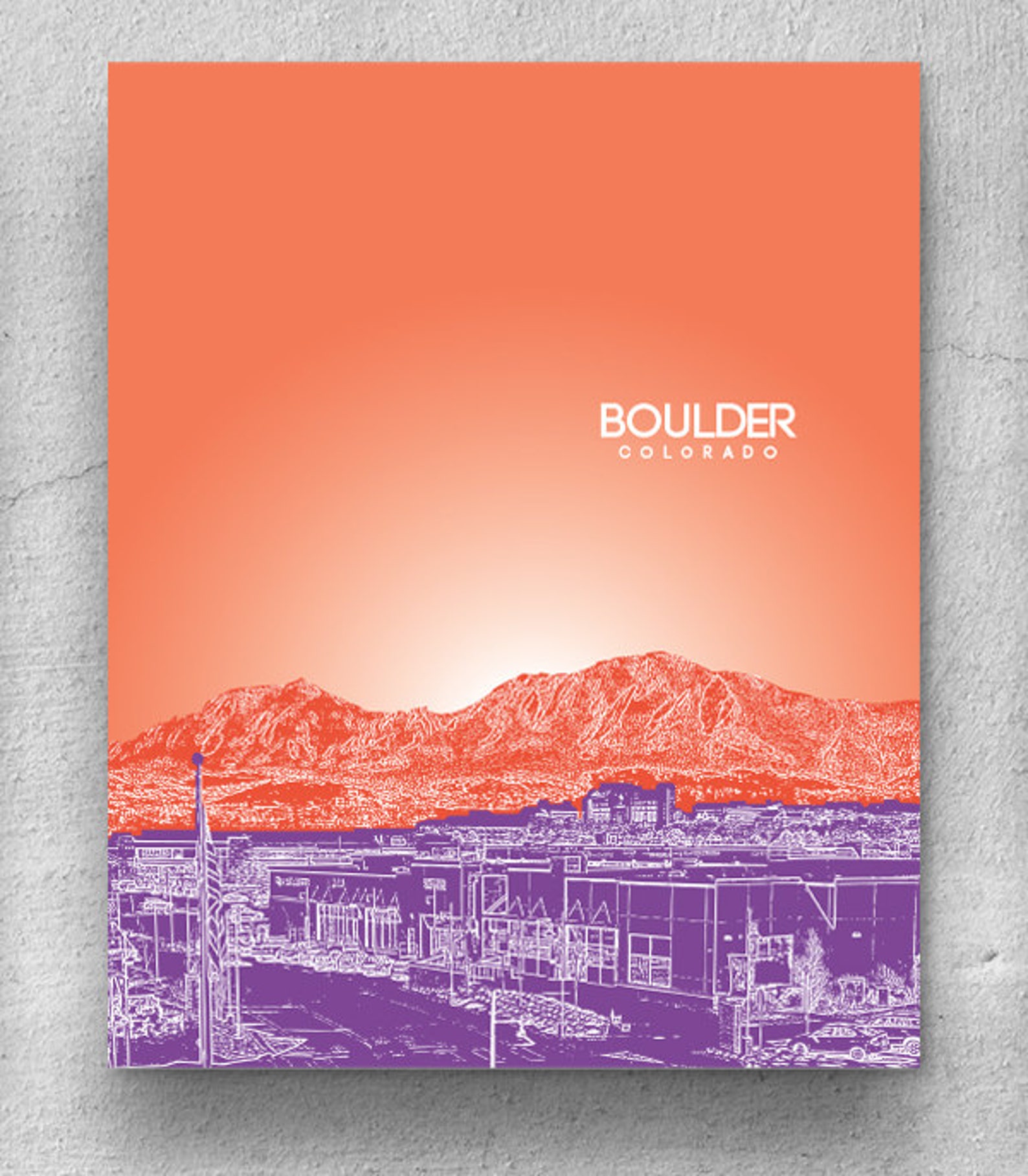 Boulder Colorado City Skyline / Home Wall Art / Housewarming - Etsy