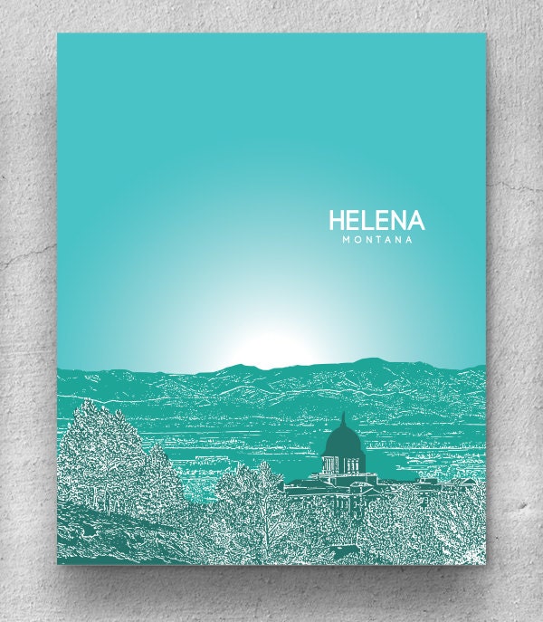 Skyline City Art Helena Montana Skyline Home Office Art Etsy