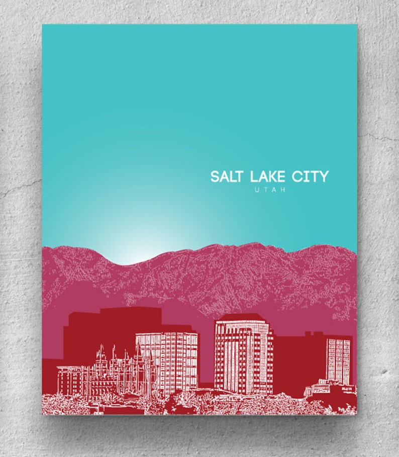 Salt Lake City Skyline Home Art Poster, Modern Decor Art Print / Any ...