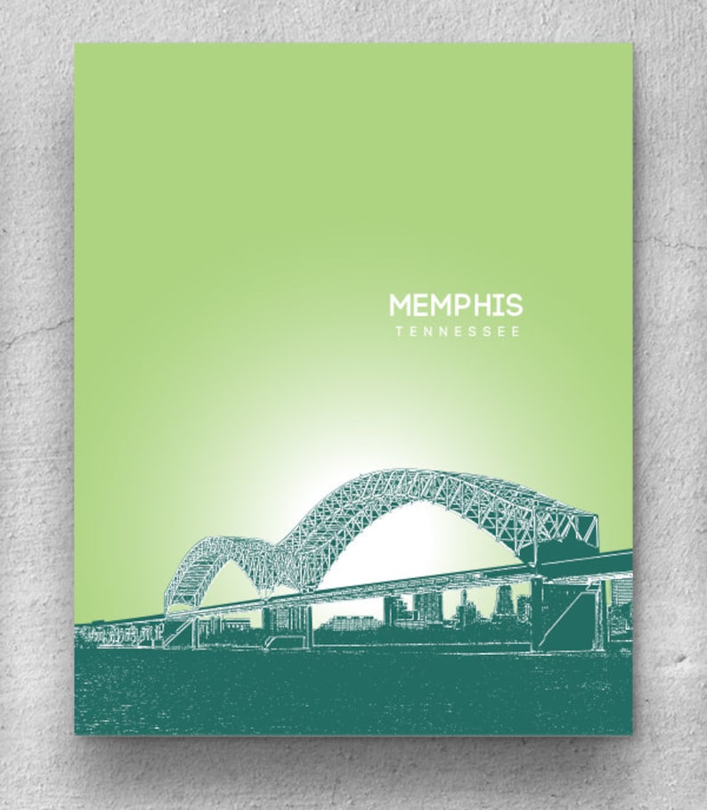 Memphis Tennessee Skyline Cityscape Home Decor Art Poster Modern