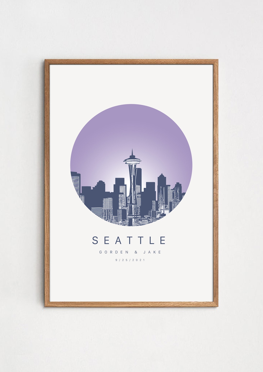 Seattle Personalized Skyline Poster / Travel Destination Art Poster ...