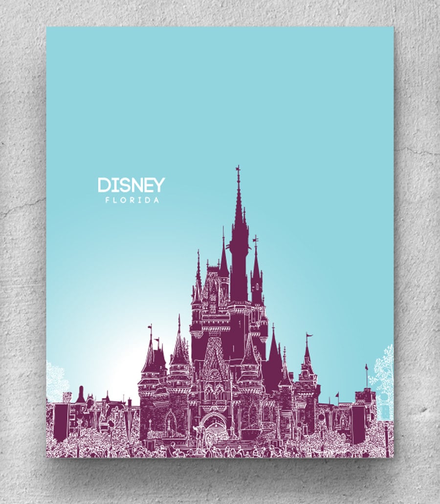 Disney Florida Skyline / Home Office Skyline Art / Home Decor - Etsy