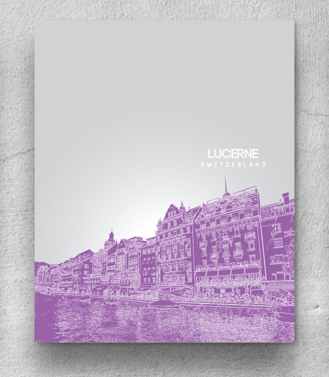 Lucerne Switzerland City Skyline Art / Travel City Art Poster / Modern ...