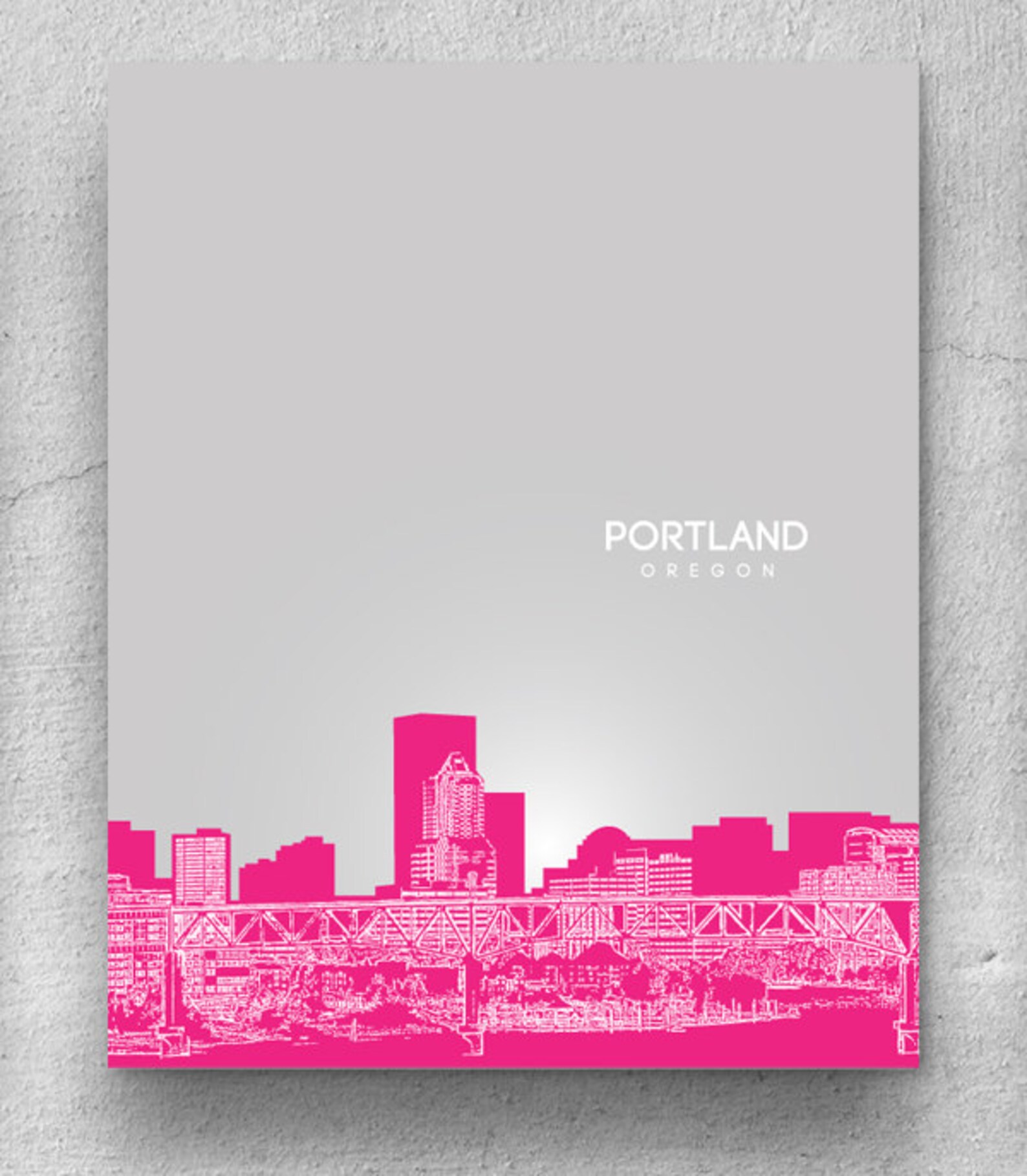 Skyline City Art / Portland Skyline / Home Office Art Poster / 8x10 ...