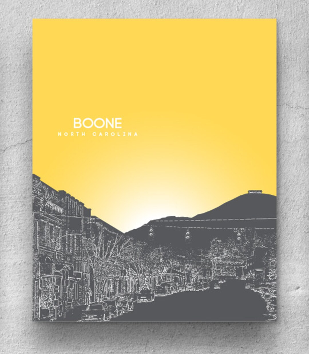 Office Art Poster / Boone North Carolina Skyline Art Poster / - Etsy
