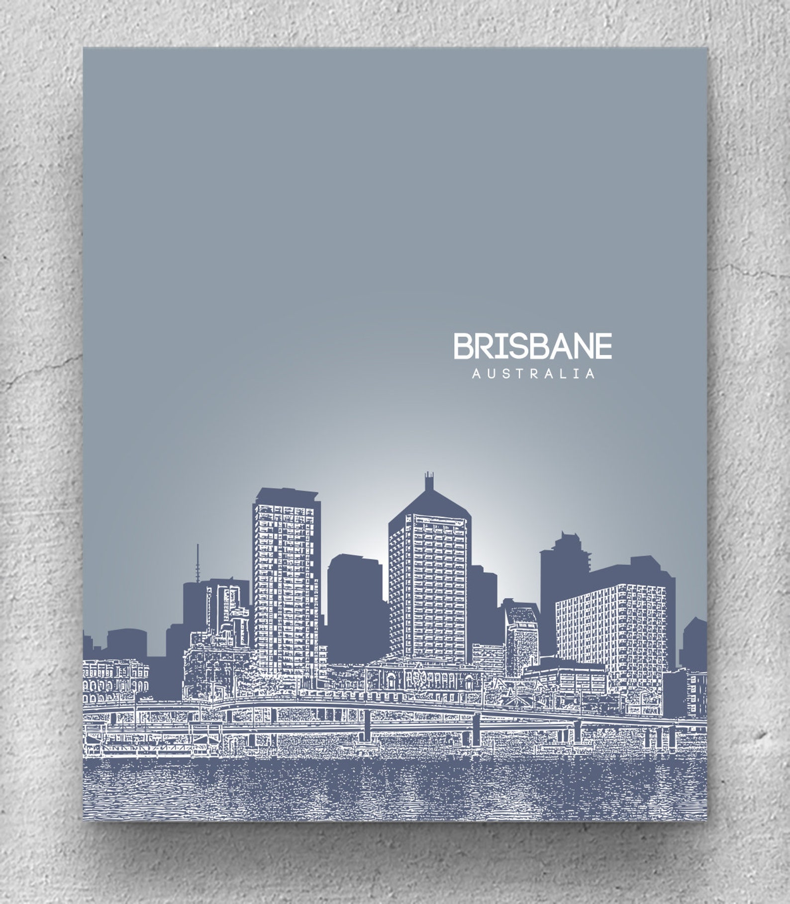 Brisbane Australia City Skyline / Hometown Wall Art Poster / - Etsy