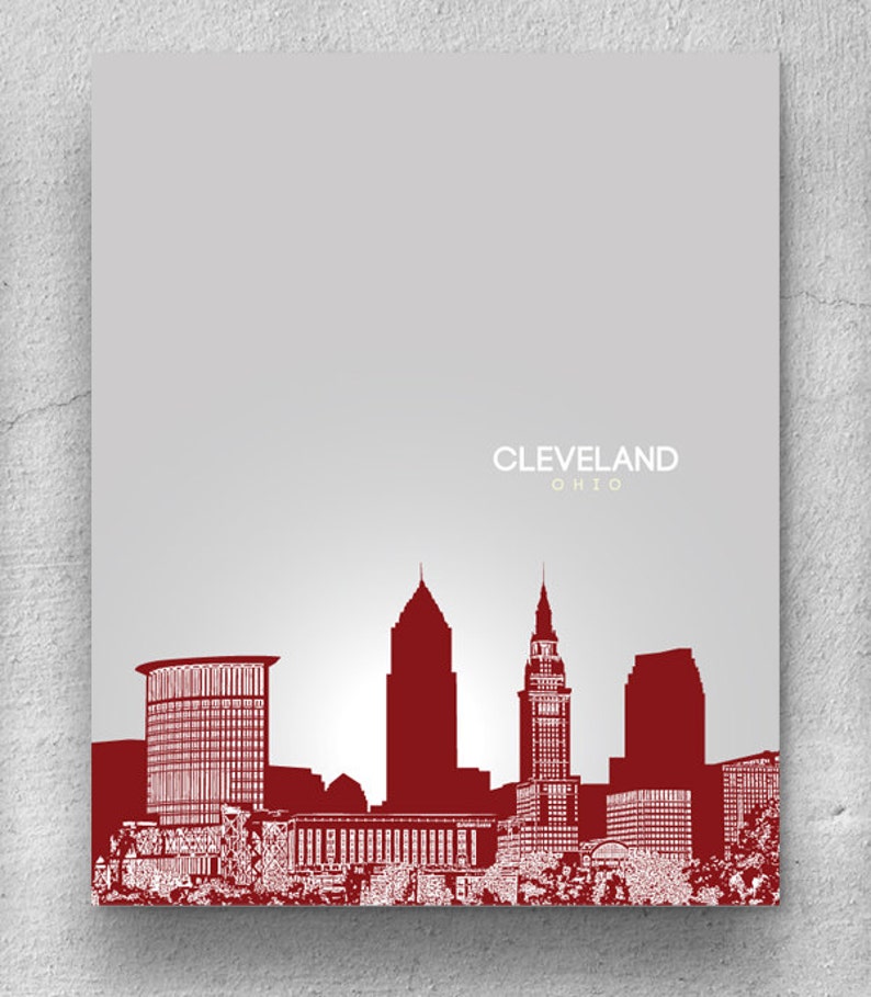 Cleveland Ohio Skyline Cityscape / Wall Art Decor / Modern - Etsy