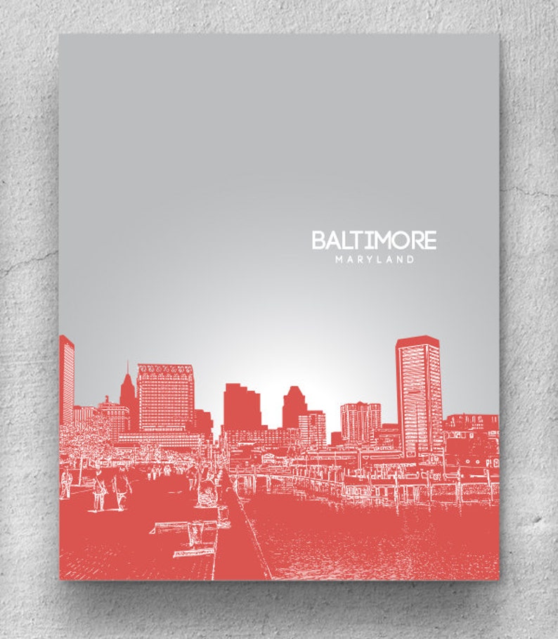 Skyline City Art / Inner Harbor Baltimore Maryland Skyline / Home ...