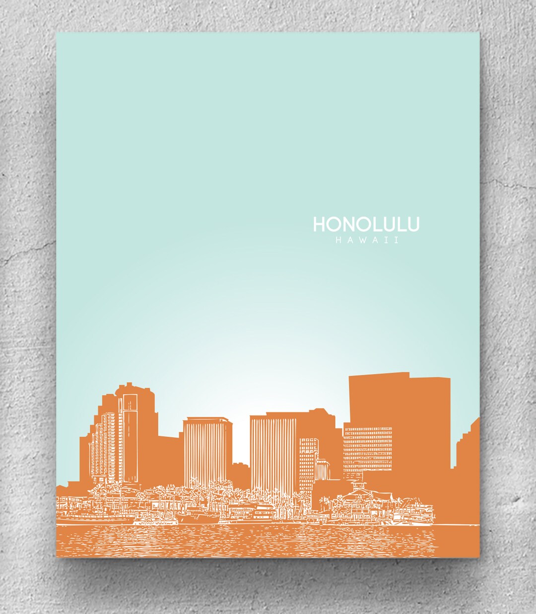 Honolulu Hawaii Skyline / Art Travel Gift / Skyscraper Pop Art / Any ...