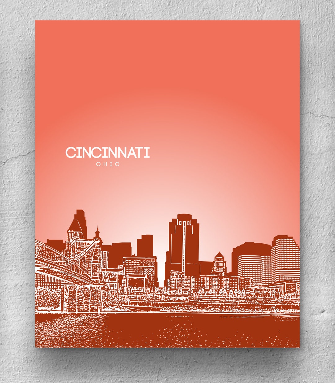 Cincinnati Ohio Skyline Poster / Poster Art for Home or Office / Any ...
