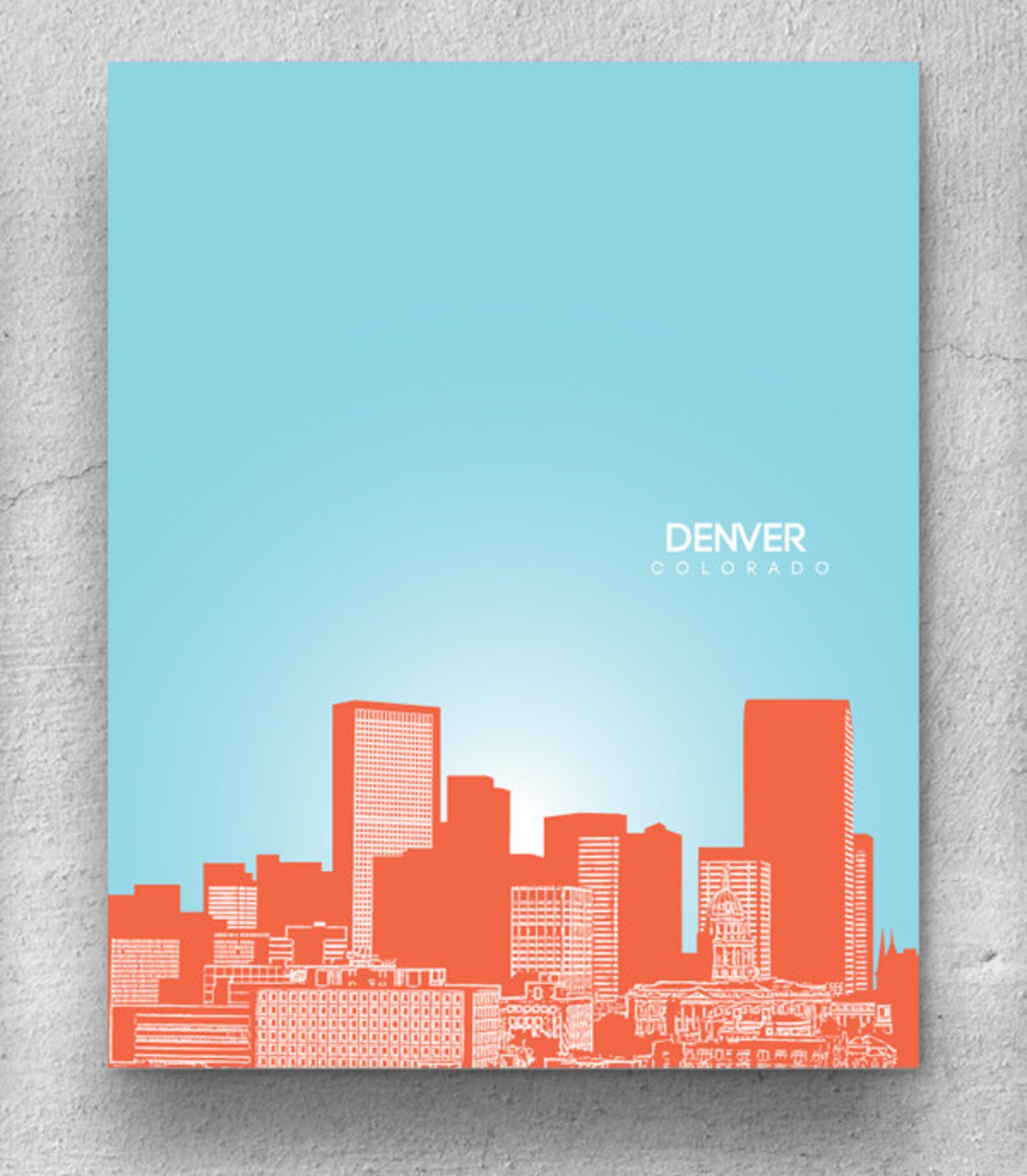 Denver Colorado Skyline Print / Home Decor Art Poster / Unique ...