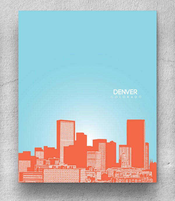 Denver Colorado Skyline Print / Home Decor Art Poster / Unique ...