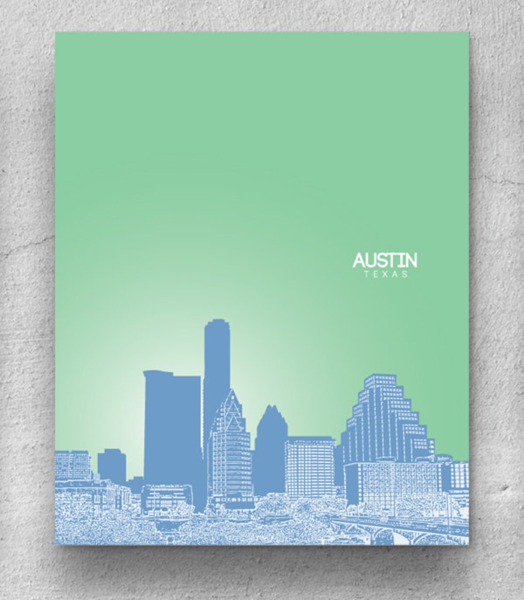 Austin Texas Skyline Poster / Home, Office or Nursery Wall Art Poster ...