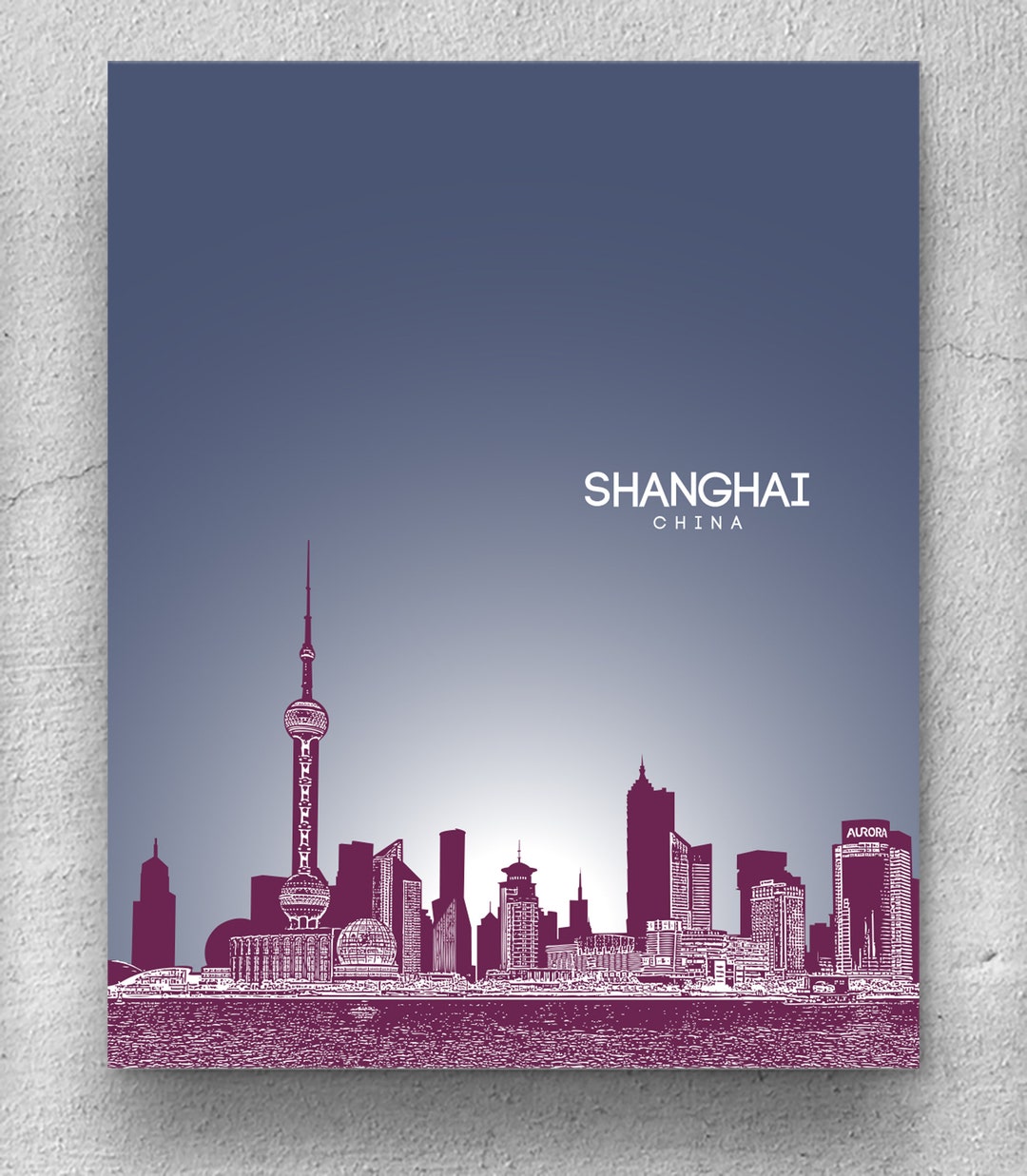 Shanghai China City Skyline / Home Office Travel Wall Art Poster / Any ...