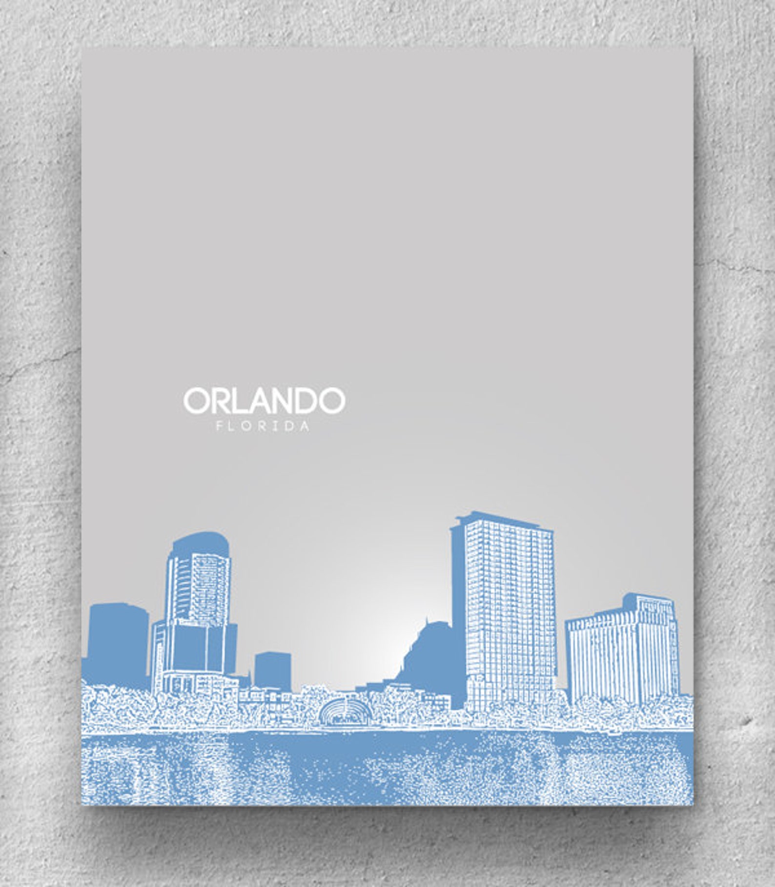Orlando Florida Skyline Poster, Home Office Lounge Poster, Orlando ...
