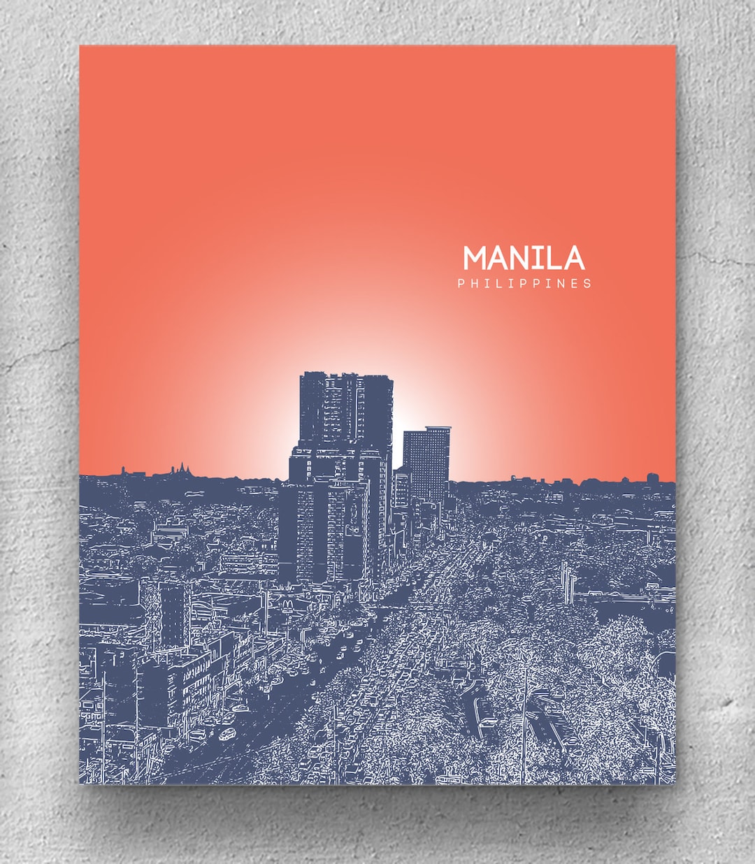 Manila Philippines City Skyline / Hometown Wall Art Poster / Any City ...