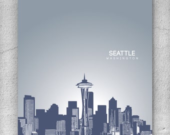 Seattle Skyline Poster - Etsy