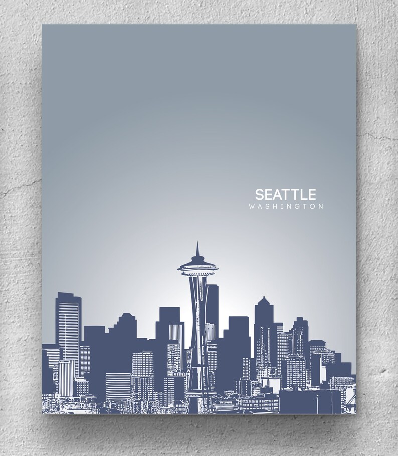Seattle Skyline Office Art Poster Home Decor Art Print / Any - Etsy