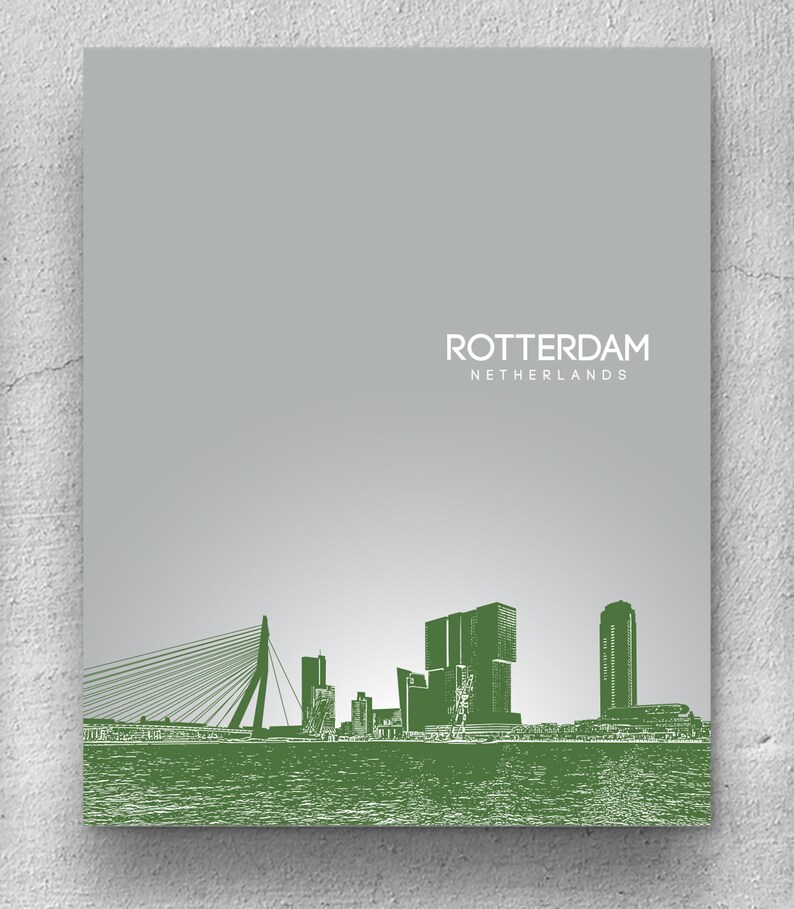 Rotterdam Netherlands Skyline Art / Travel Destination Wall Art Poster ...