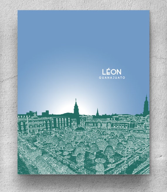 Leon Guanajuato Mexico Skyline Art Poster / Home Office | Etsy