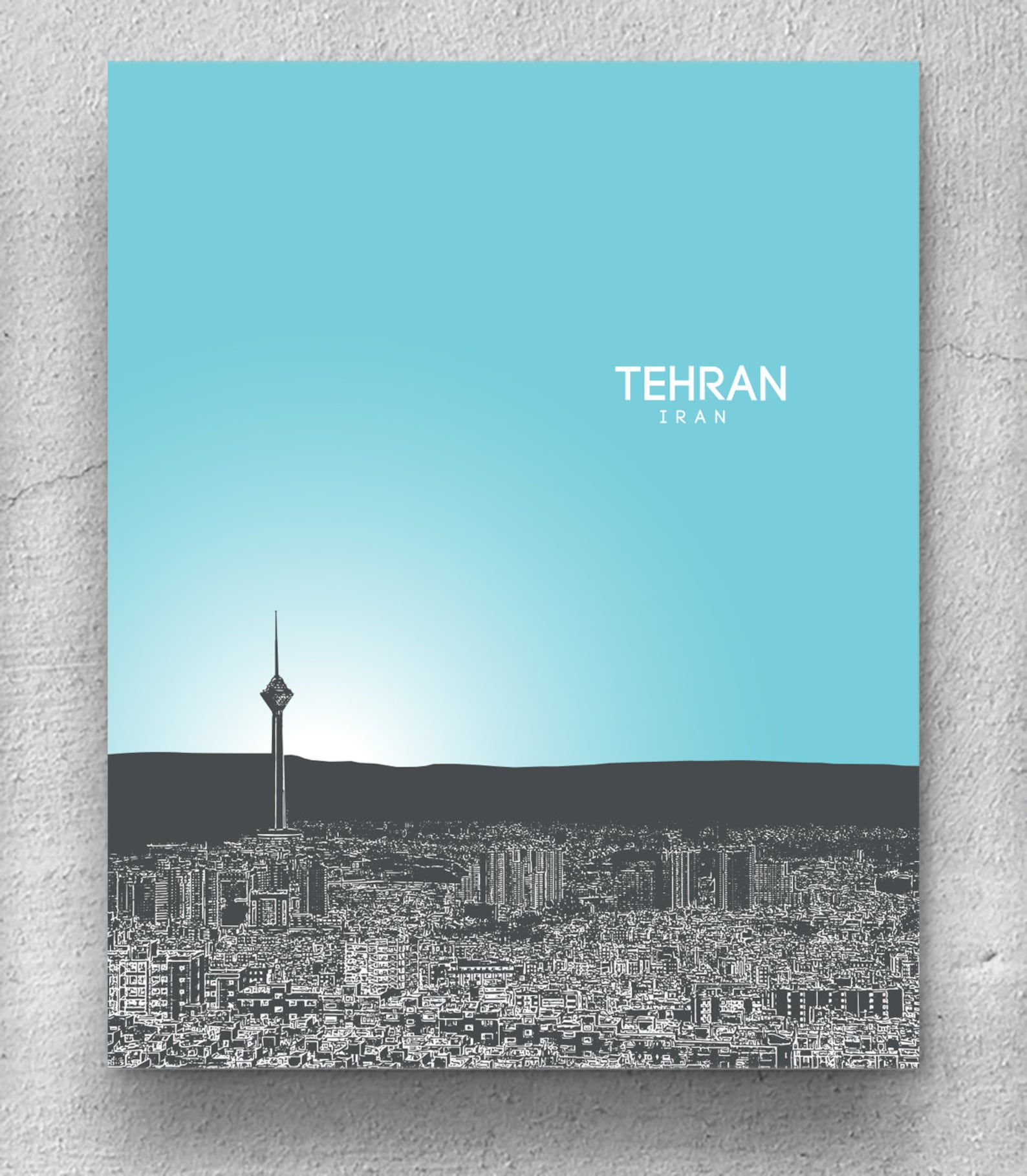 Tehran Iran Skyline Poster / Home or Office Wall Art Poster / Any City ...
