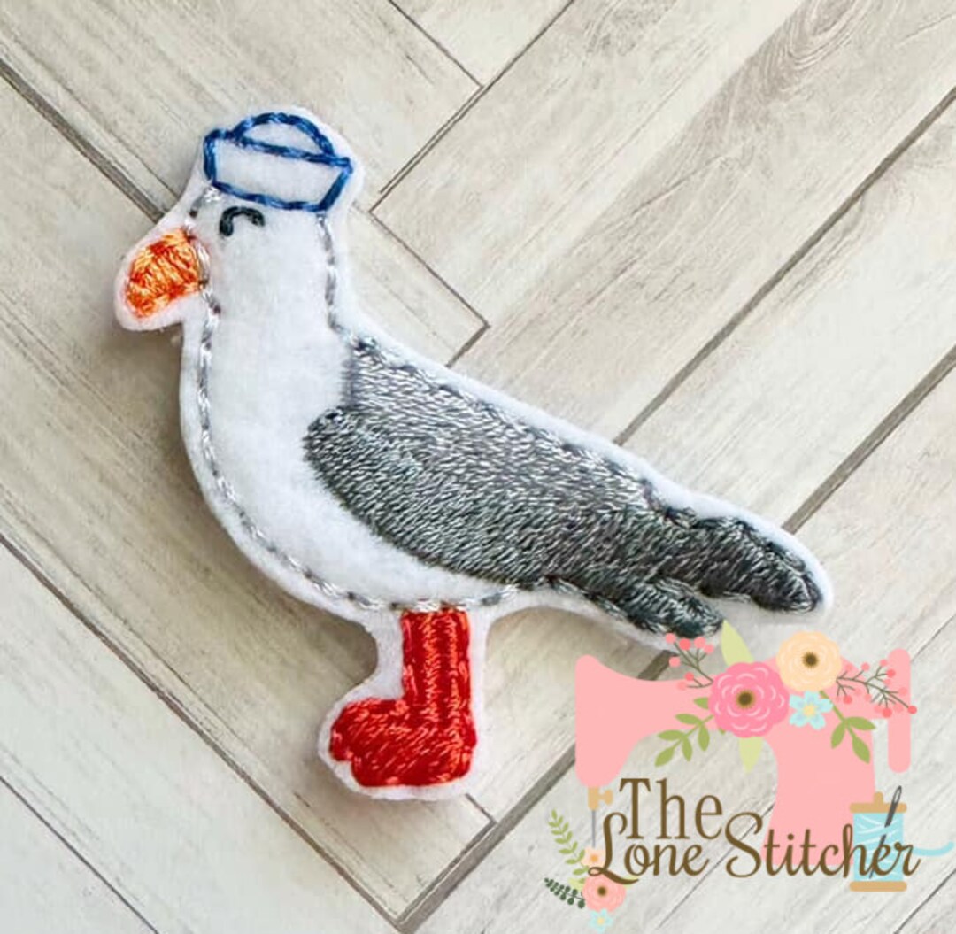 TLS Seagull With Sailor Hat Feltie Embroidery Design - Etsy