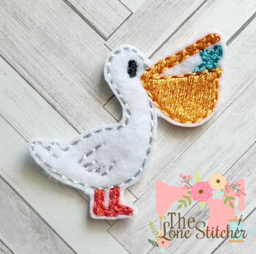 TLS Pelican and Fish Feltie Embroidery Design - Etsy
