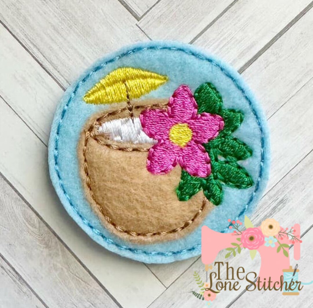 TLS Feltie Coconut Drink Embroidery Design - Etsy