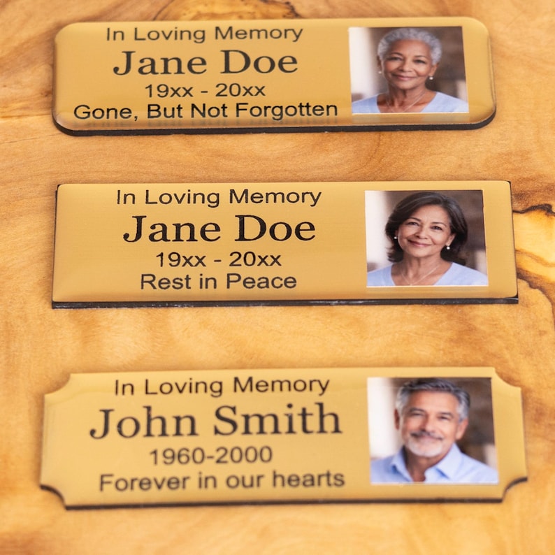 Personalized Urn Nameplate With Photo | Adhesive Memorial Plaque ...